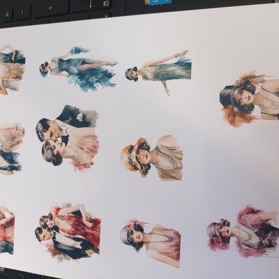 Black Winter Pin up Girl Portrait Illustrations. Vintage 40's Females ...