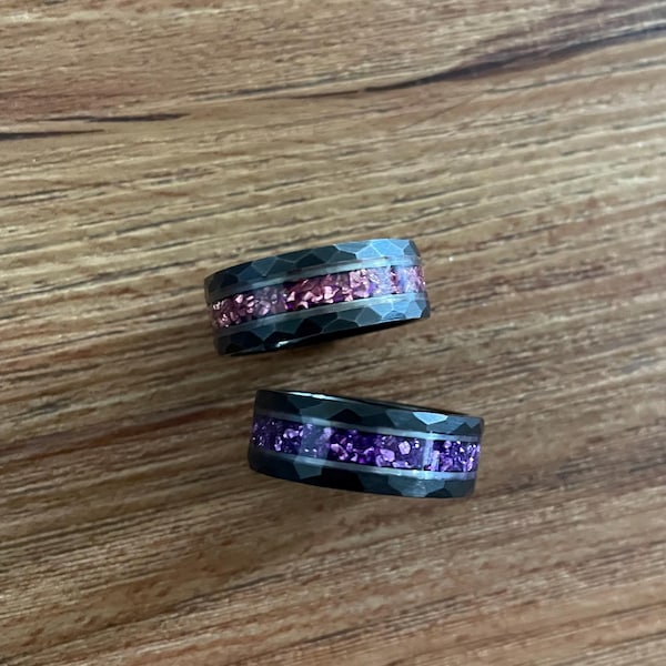 Orion Nebula Ring Set Rose Gold, His and Hers Wedding Bands, Blue ...