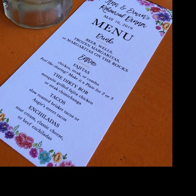 Tropical Printable Menu Card, Wedding, Bridal Shower, Baby Shower ...