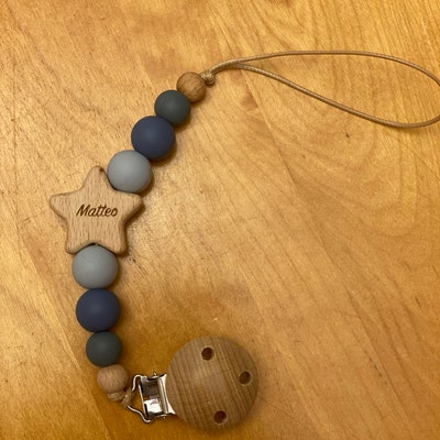 Personalized Pacifier Cilp/attachment Clip / Beech Wooden Clip ...