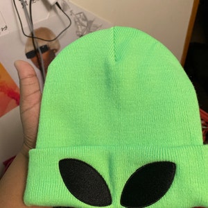 Neon Green Alien Beanie, Kawaii Fashion, Sci-fi Hat, Science Fiction ...