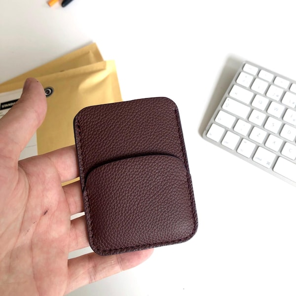Mini Brown Slide Wallet- Slide Wallet Leather Card Holder Slim Wallet ...