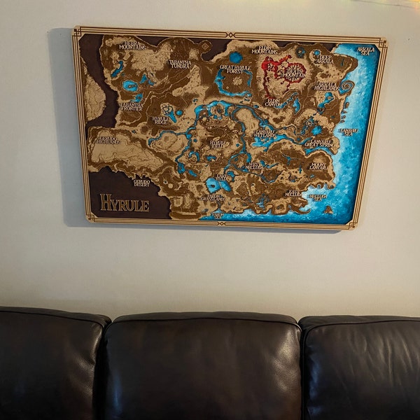 Laser Engraved Zelda Map, Breath of the Wild Hyrule, Gamer Gift - Etsy