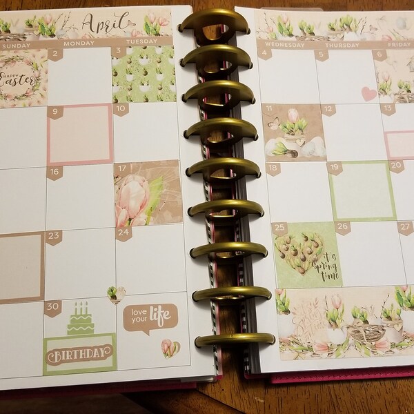 Happy Planner April Monthly Kit, April Happy Planner Printable Stickers ...