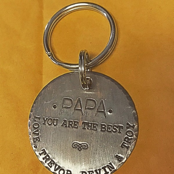 Keychain for Papa, Gift for Papa, Copper Handstamped Keychain for Dad ...