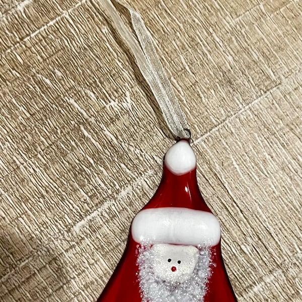 Handmade Christmas Tree Decoration, Glass Father Christmas Santa ...
