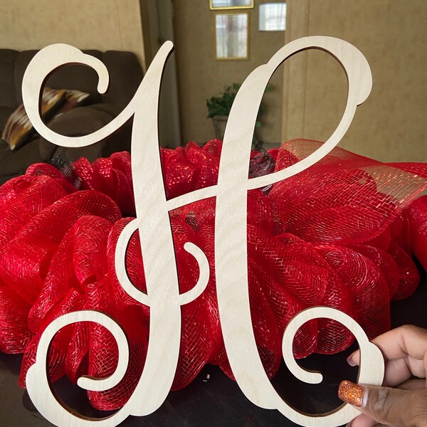 Unpainted Single Letter - Vine Script Font - Wooden Letter - Wood ...