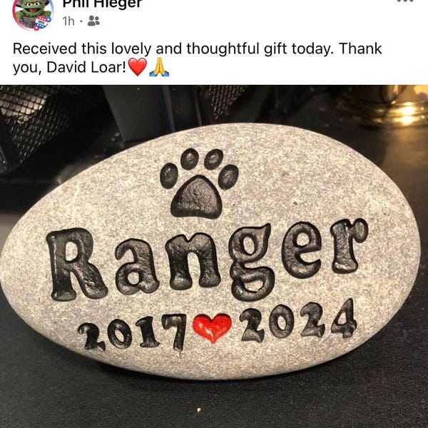 Pet Memorial Stone Personalized Cat or Dog Engraved 4 to 5 Inch River ...