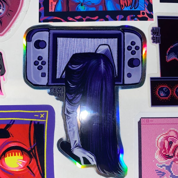 HOLO Switch Sadako Sticker | Holographic Gamer Sticker Samara Sadako ...