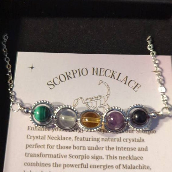 Scorpio Crystal Necklace, Handmade Zodiac Necklace, Labradorite ...