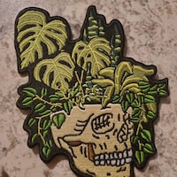 Skull Planter Patch Iron on Backing 5.5 Inches Tall - Etsy