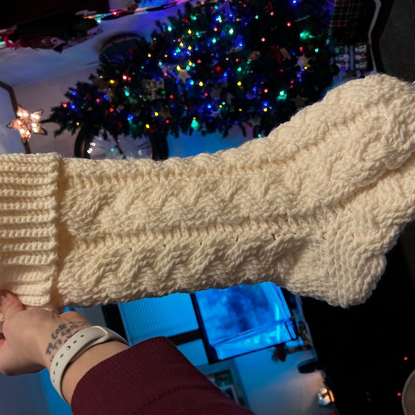 CROCHET PATTERN & VIDEO/ Cozy Cottage Cabled Stocking, Christmas Decor ...
