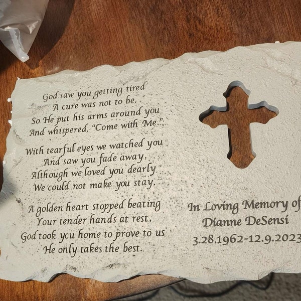Personalized Cross Memorial Stone - Sympathy - Condolences - Garden ...
