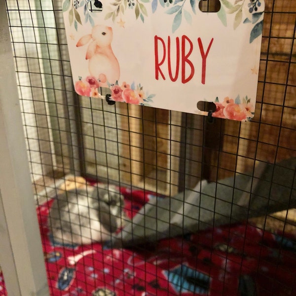 Personalized Floral Rabbit Hutch Sign / Rabbit Mom Gift / Cage ...