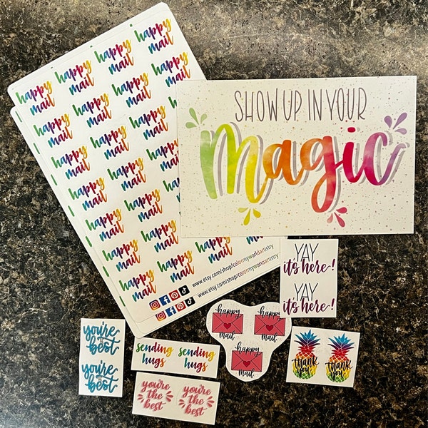 Rainbow Happy Mail Sticker Sheet, Etsy Sticker, Thank You Note, Small ...