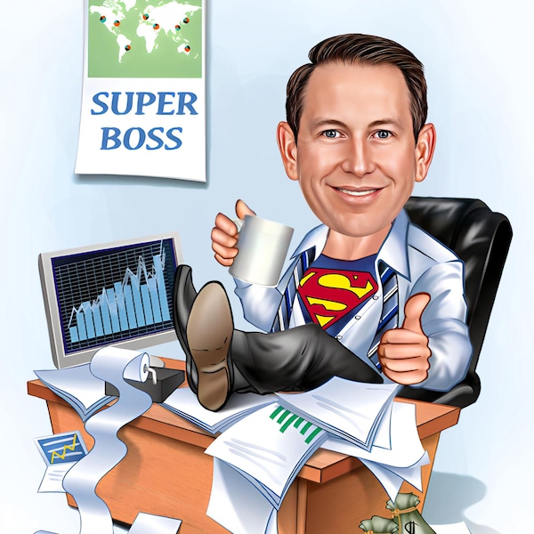 Funny Super Boss Portrait, Bosses Day Gifts, Personalized Boss Portrait ...