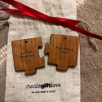 Personalised Two Piece Jigsaw Decoration Set Puzzle Piece Christmas ...