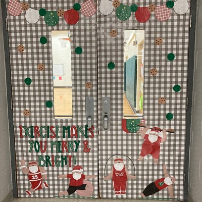 Santas Workout PE Class Christmas December Bulletin Board Kit - Etsy