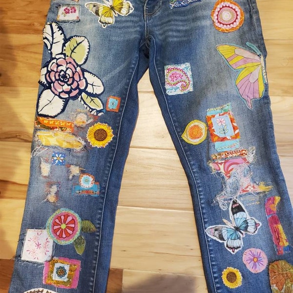 Custom Patchwork Jeans Made to Order Jeans for You - Hippie Boho Denim ...