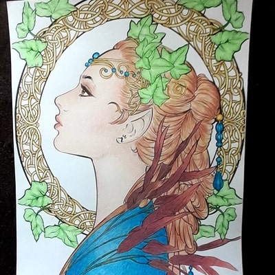 Elf Princess, Fairy Fantasy, Adult Coloring Page, Coloring Book ...