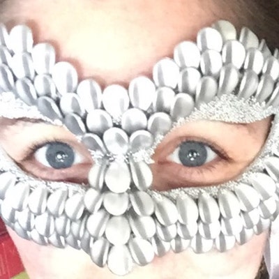 Silver Masquerade Mask With Dragon Scales Texture Metallic Venetian ...