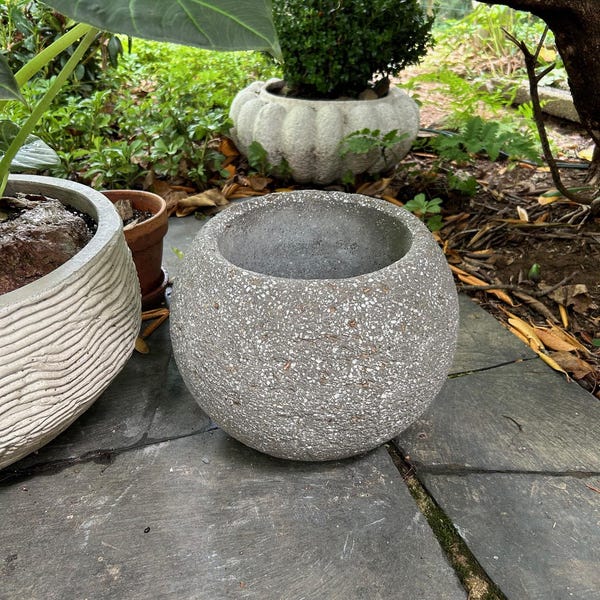 Hypertufa Sphere Planters | Slate Color | Outdoor Succulent Pots ...