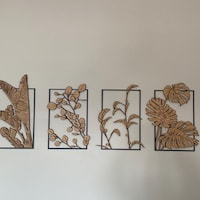 Tropical Leaf Wood Wall Art Botanical Plant Wall Decor Tree Art Mid ...