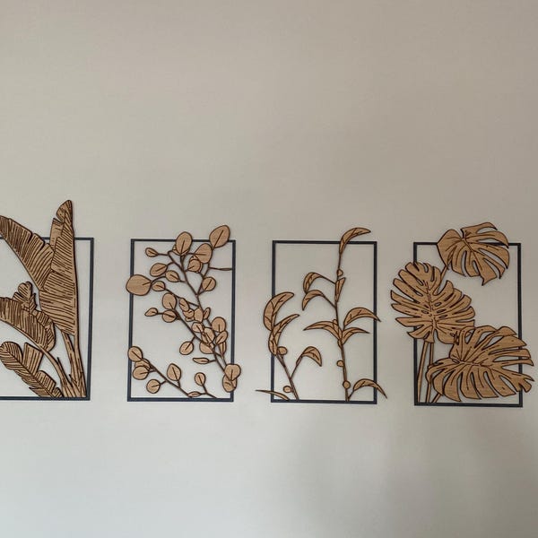 Multi Leaves Wood Wall Art - Tropical Leaf - Botanical Plant Wall Decor ...