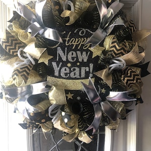 New Year Wreath/happy New Year/new Year Front Door Wreath/happy New ...