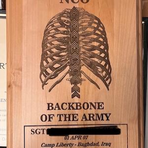 NCO Backbone of the Army Plaque Induction, Promotion, Soldier, Army ...