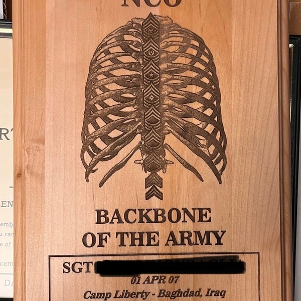 NCO Backbone of the Army Plaque; Induction, Promotion, Soldier, Army ...