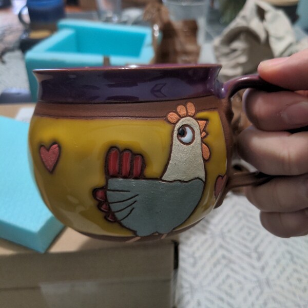 Ceramic Coffee Mug, Chicken Mug, Coffee Cup Handmade, Pottery Mug ...