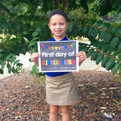 First Day of Kindergarten K School Chalkboard Sign Poster Chalk Back to ...