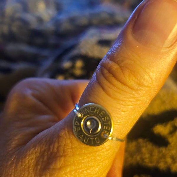 Bullet Ring, Sterling Silver Wire Bullet Ring, Sterling Band & Brass ...