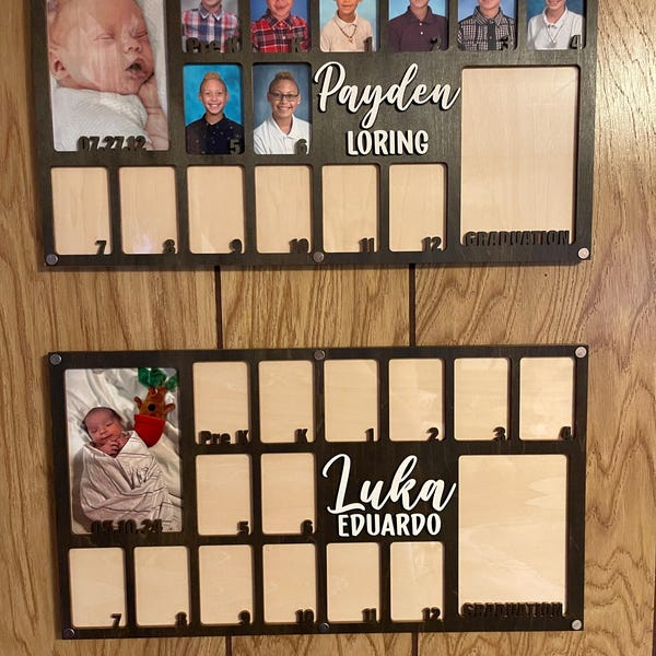 Custom School Years Picture Frame Birth Through Graduation, Pre K to ...