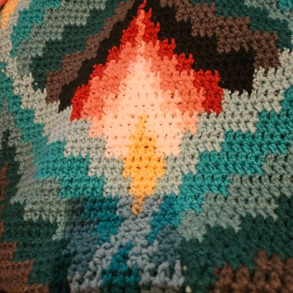 Bargello Embers Hand Crochet Afghan Blanket - Etsy