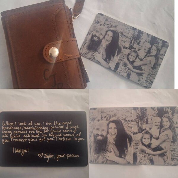 Your Handwritten Wallet Card, Engraved Anodized Black Metal Wallet ...