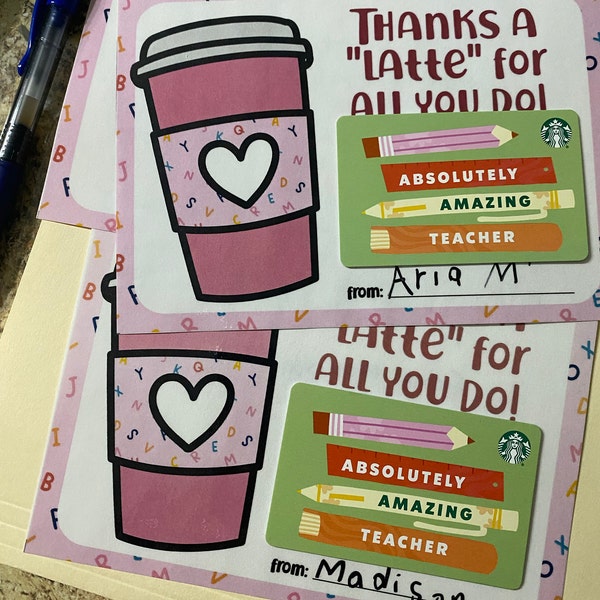 Coffee Gift Card Holder - Teacher Appreciation Gift - Printable ...