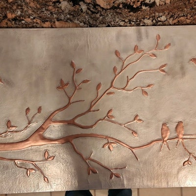 Copper Kitchen Backsplash Tile Mural, Kitchen Says Large Rectangular ...