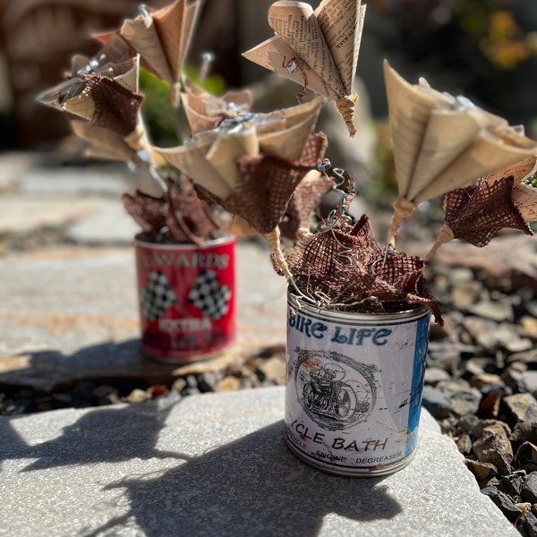 Large 5 Reproduction Vintage Oil Tin Cans Display Props Gas Station ...