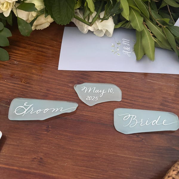 Sea Glass Table Signs With Acrylic Stands - Etsy