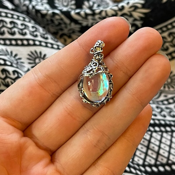 Amulet Necklace SMALL Clear Blue Gem Resin Magic Amulet Pendant ...