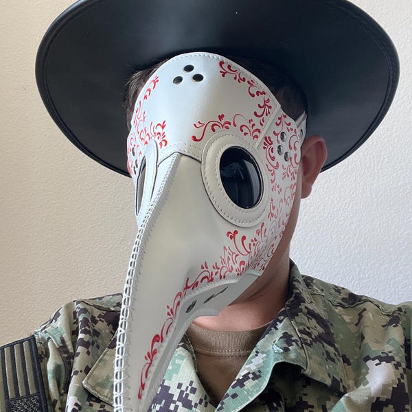 White Plague Doctor Mask Pink Filigree Plague Mask for Women and Men ...