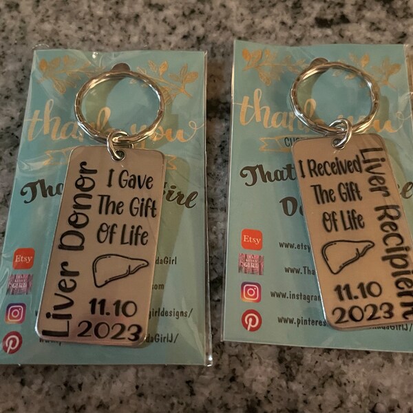 Engraved Liver Transplant Keychain - Gift of Life for Liver Donor and ...