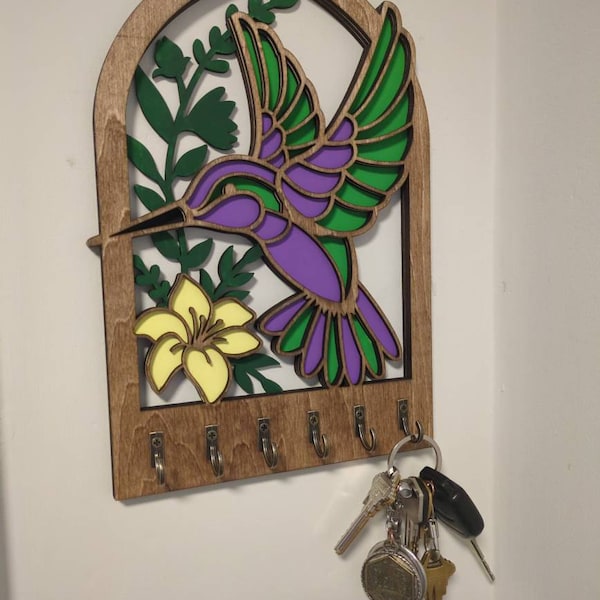 Hummingbird Key Hanger: Decorative Baltic Birch Wall Organizer - Etsy