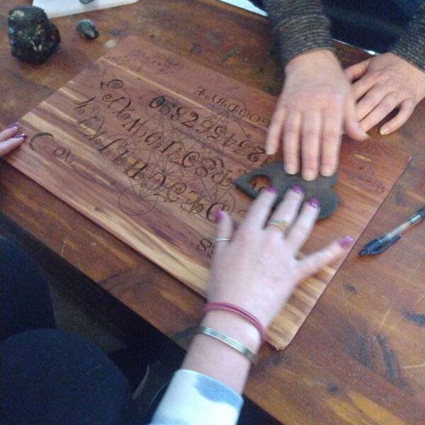 Spirit Board and Planchette: One-of-a-kind, Wood Engraved, Hand-painted ...