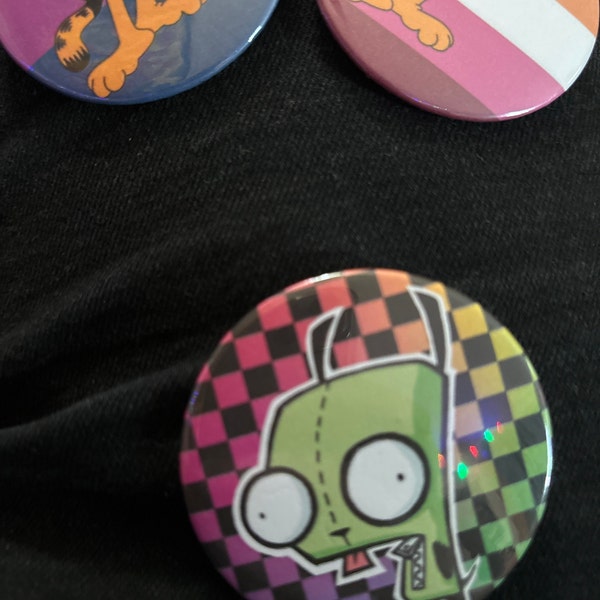 Invader Zim Gir With Rainbow Checkered Background Pin - Etsy