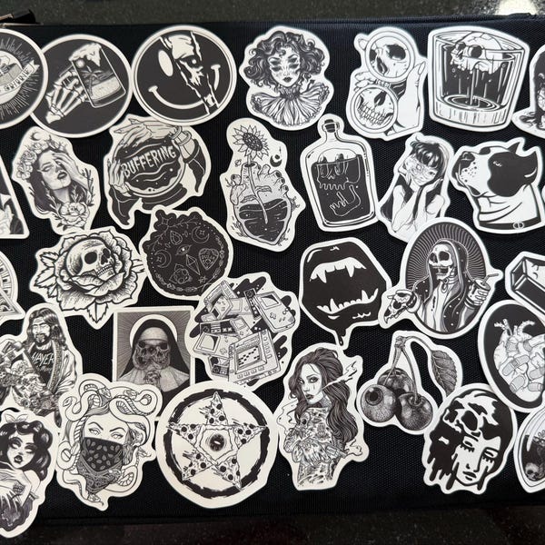 10-100 Pcs Random Gothic Stickers Dark Horror Vinyl Waterproof Black ...