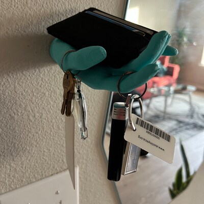 Wall Mounted Hand Hook Grabbing Male Gesture Silk Blue - Etsy