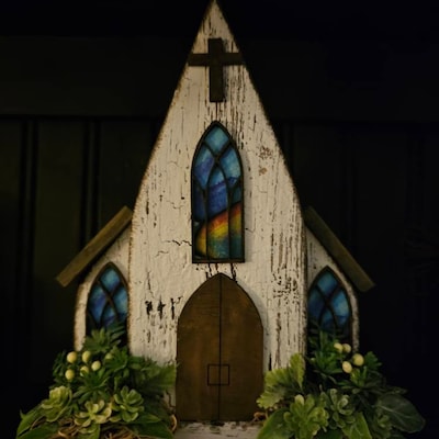 Tier Tray Decor, Rustice Church, Wood Churches, Primitive Church - Etsy